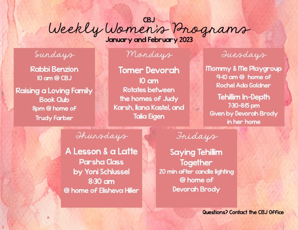 Women’s Programming – Congregation Beth Jehudah